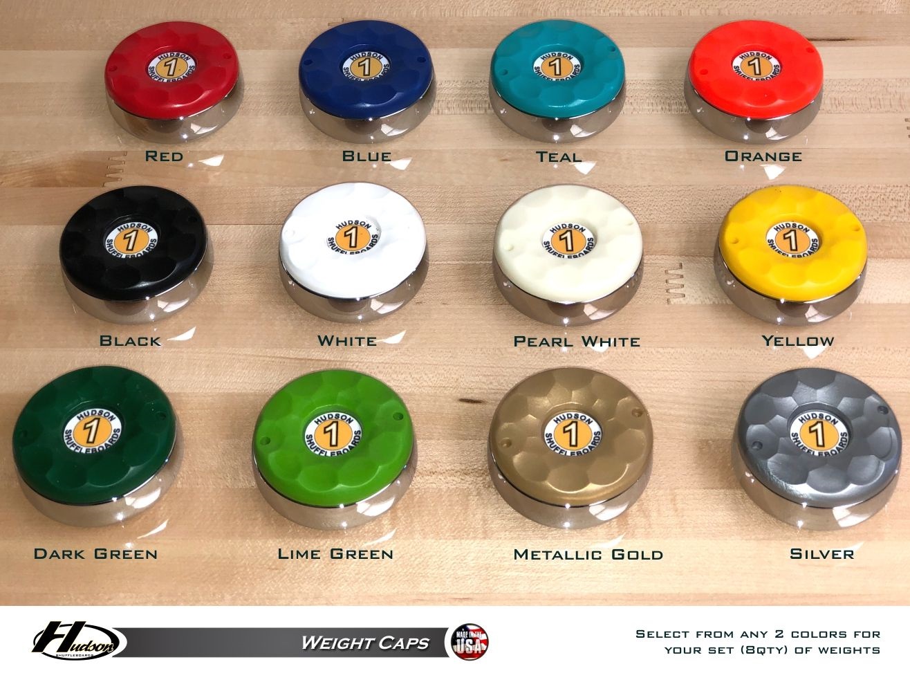 Set of Large Deluxe Weights with Custom Color Weight Cap Options